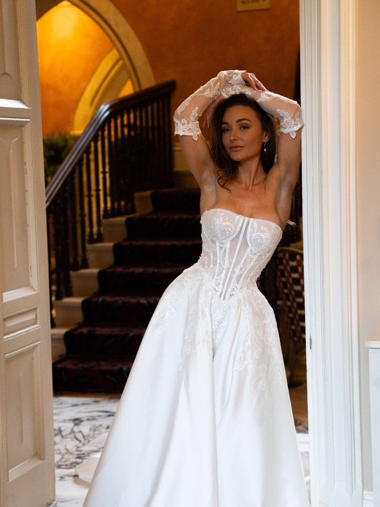 Willow Victoria Fifi | Modern Satin Wedding Dress with Lace